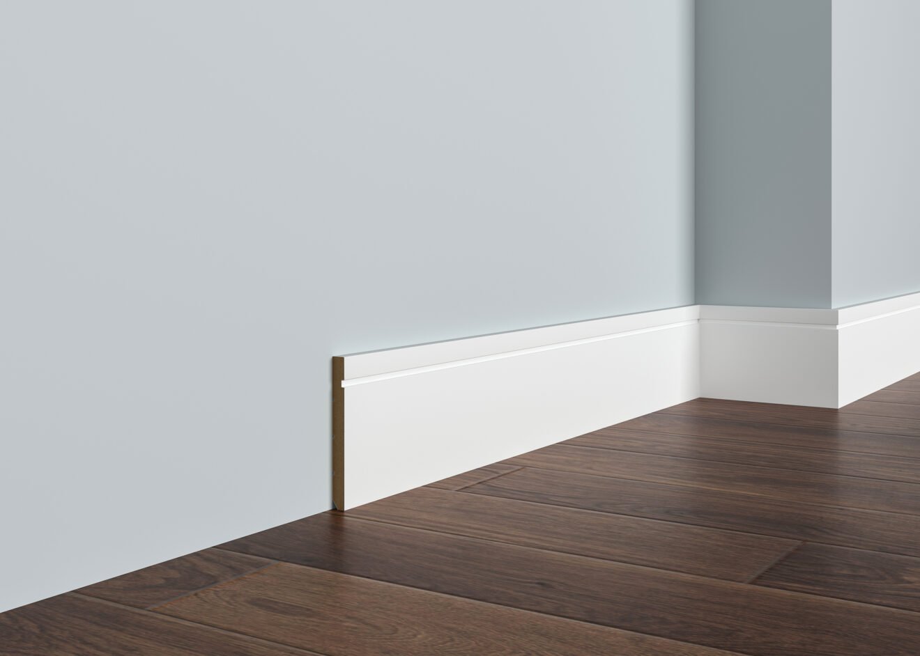 White Primed MDF Baseboard 7” Height – Style : Notched – CONSTRADE